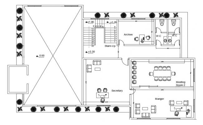Bank Floor Plan With Furniture Layout Drawing Dwg File