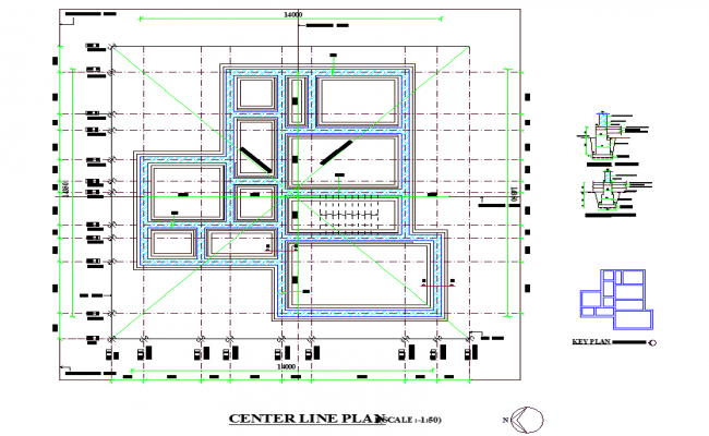 Center line plan detail dwg file