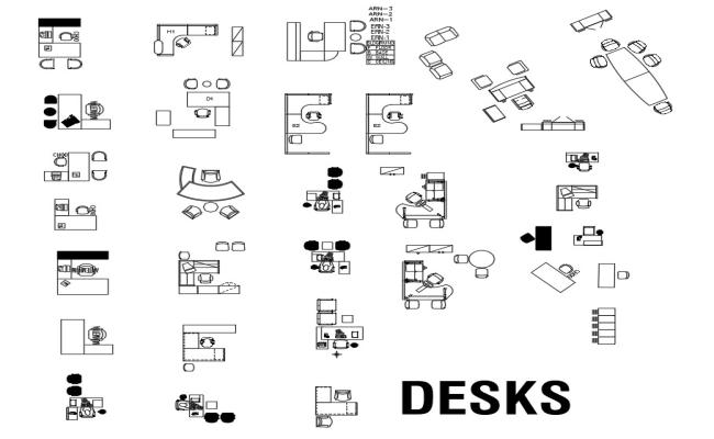 Office Desk And Chair Blocks Elevation Cad Drawing Details Dwg File