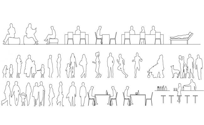 Person Sitting On Bench Cad Block