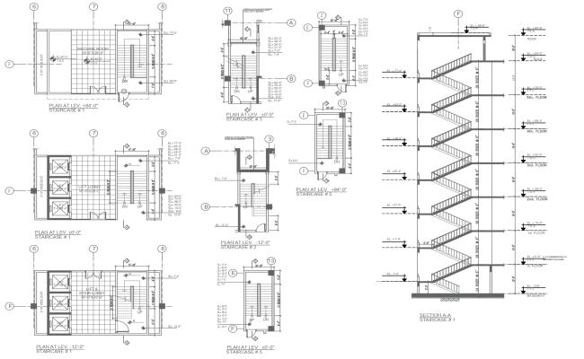Residential Staircase CAD Drawings with Details