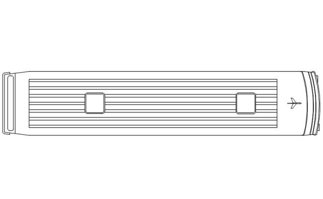 Top view of bus in AutoCAD, dwg file.