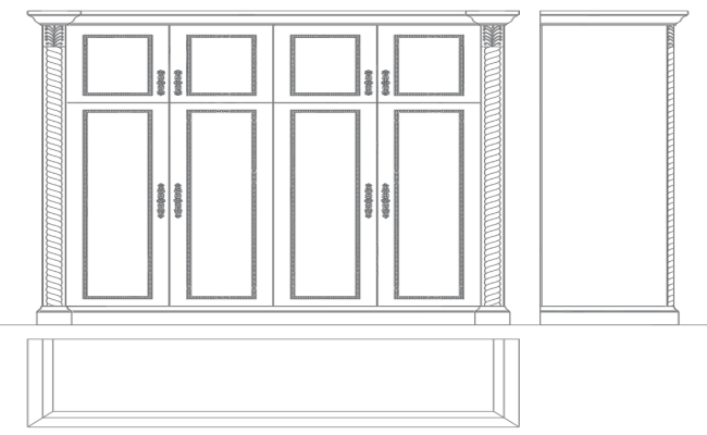 Detail plan of a wardrobe in AutoCAD, dwg file.