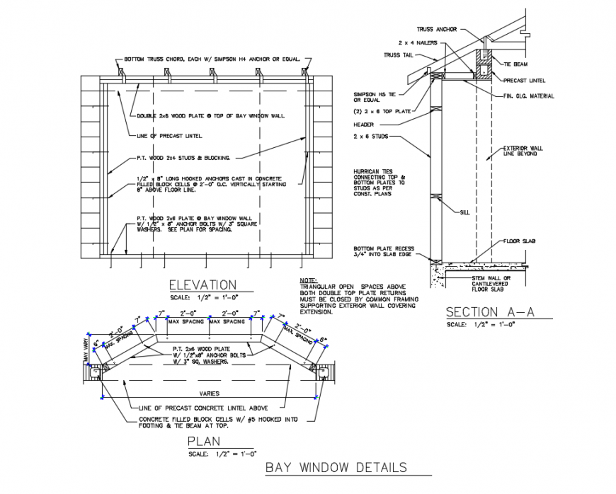 bay window section drawing