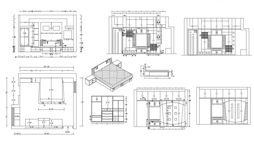 Dynamic Bedroom Plan And Furniture Layout Plan Cad Drawing Details Dwg