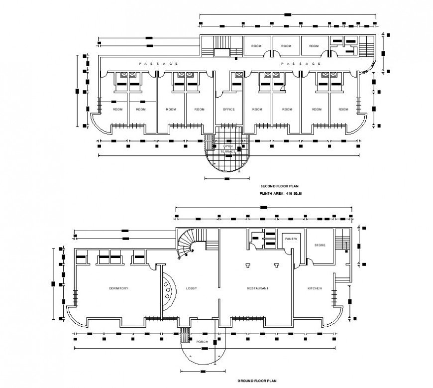 Autocad File Of Hotel Architecture Floor Plan Cad Drawing Cadbull