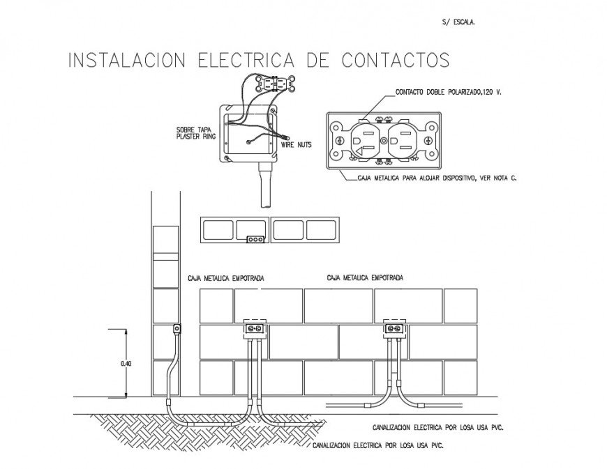 Installation Of Electrical Outlets In A Wall Dwg Detail