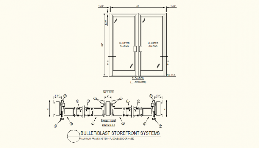 double door drawing elevation