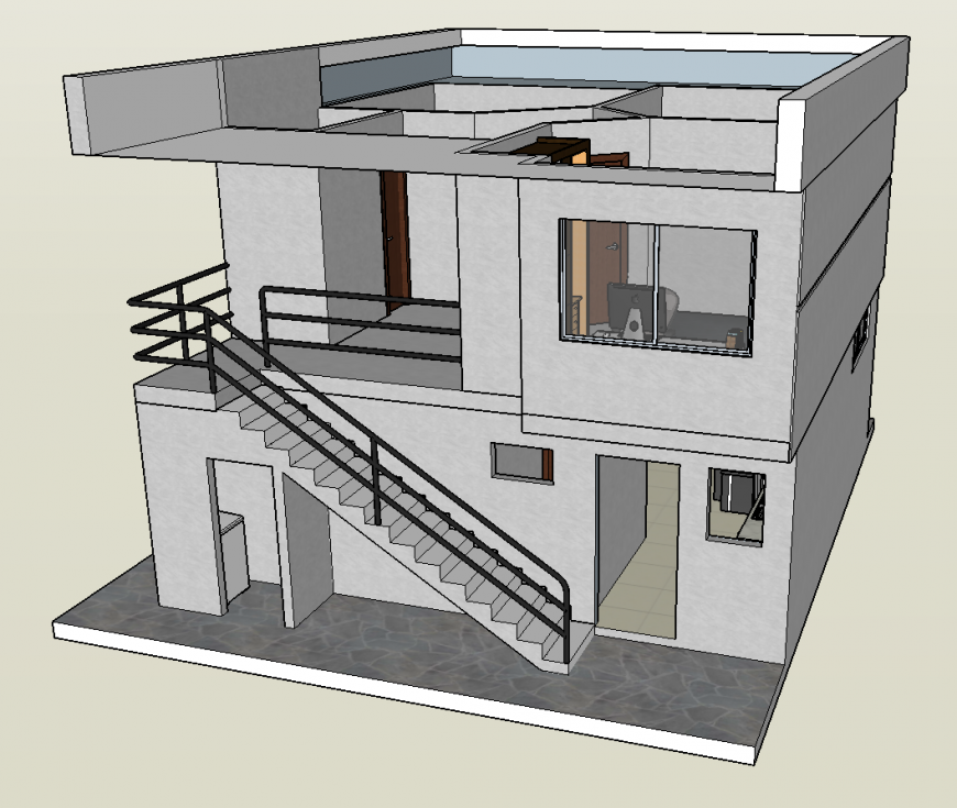 basic house drawing 3d