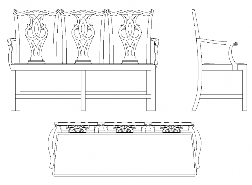 bench drawing front view