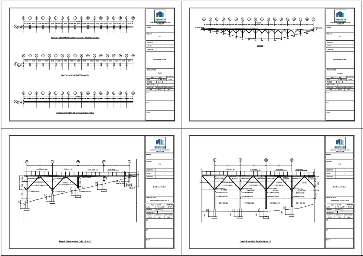 Steel Structure Framing Elevation and Column Layout