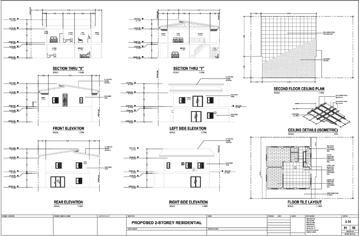 Detailed DWG Plans for a Two-Storey Residential Building