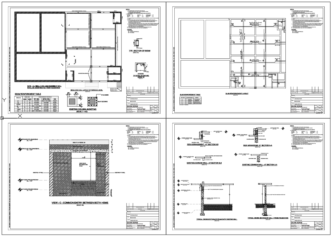 House Lintel Beam Reinforcement Layout with Beam Sizes