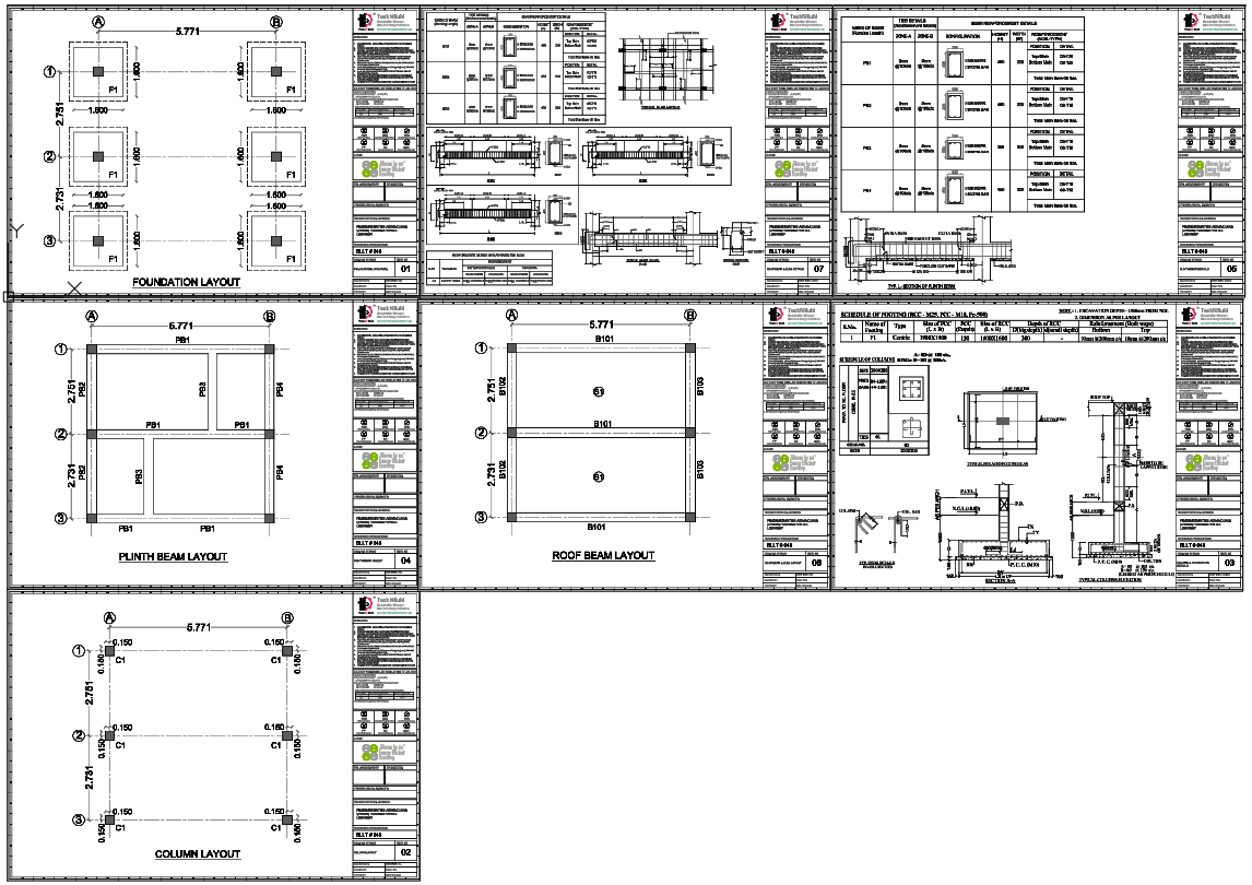 House Lintel Beam Reinforcement Layout with Beam Sizes