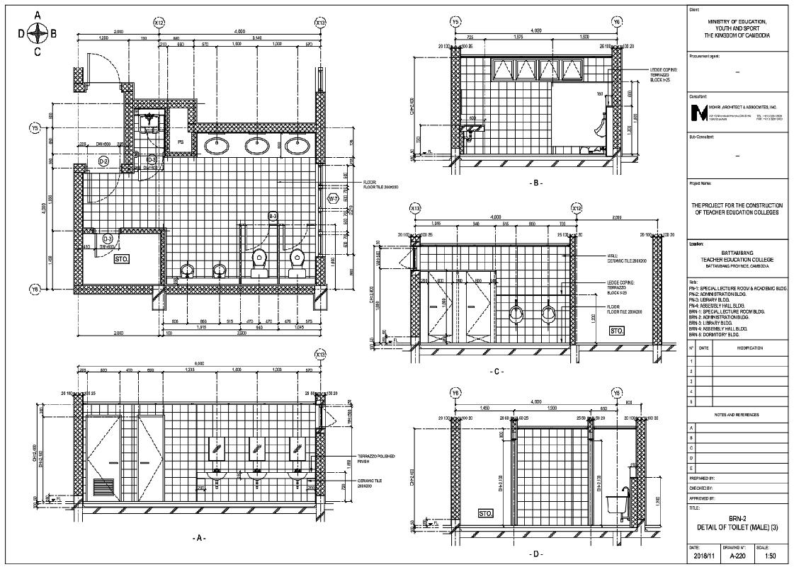 Bathroom CAD Design with Detailed Dimensions for Facilitie