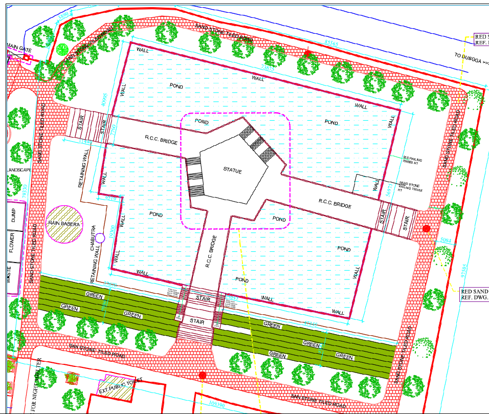 Sita Kund Layout Plan with Pond, Pathways and RCC Bridge