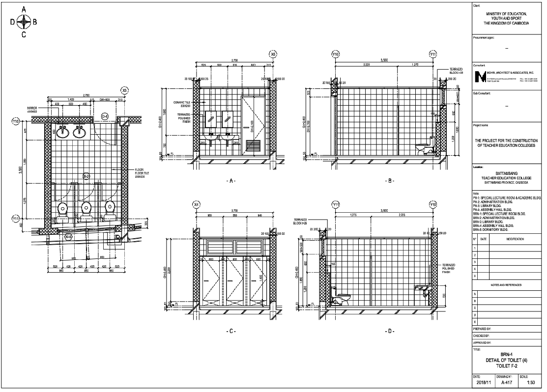 Bathroom CAD Design with Detailed Dimensions for Facilitie