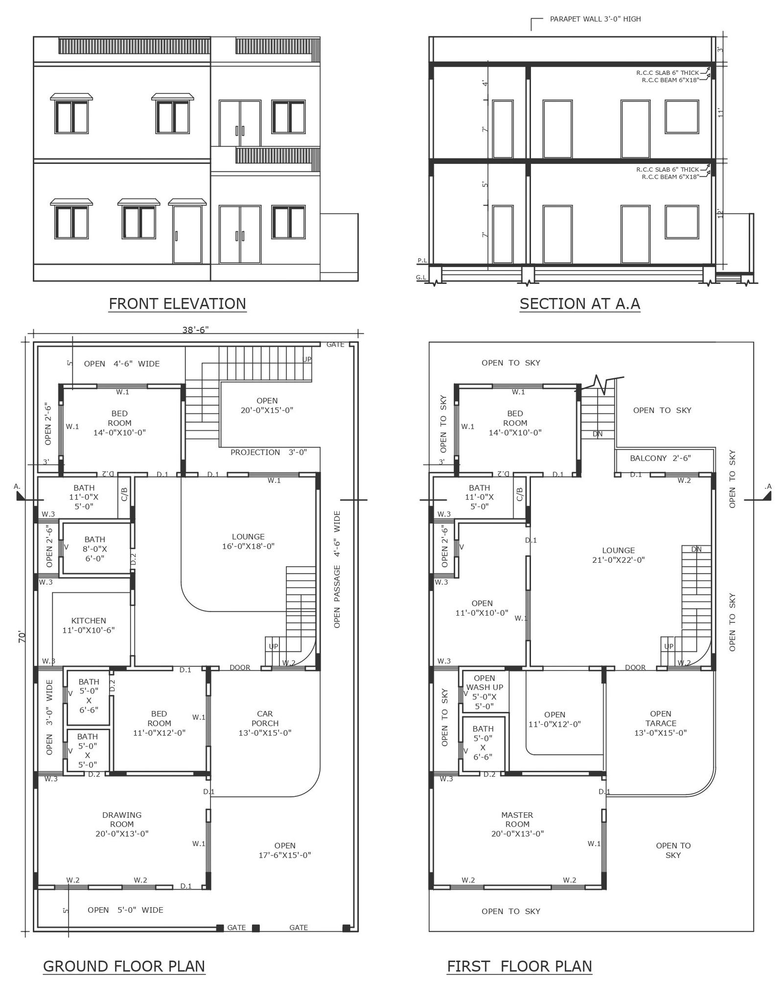"Double Storey House: 10.5ft X 11ft Kitchen Design - Detailed Plan ...