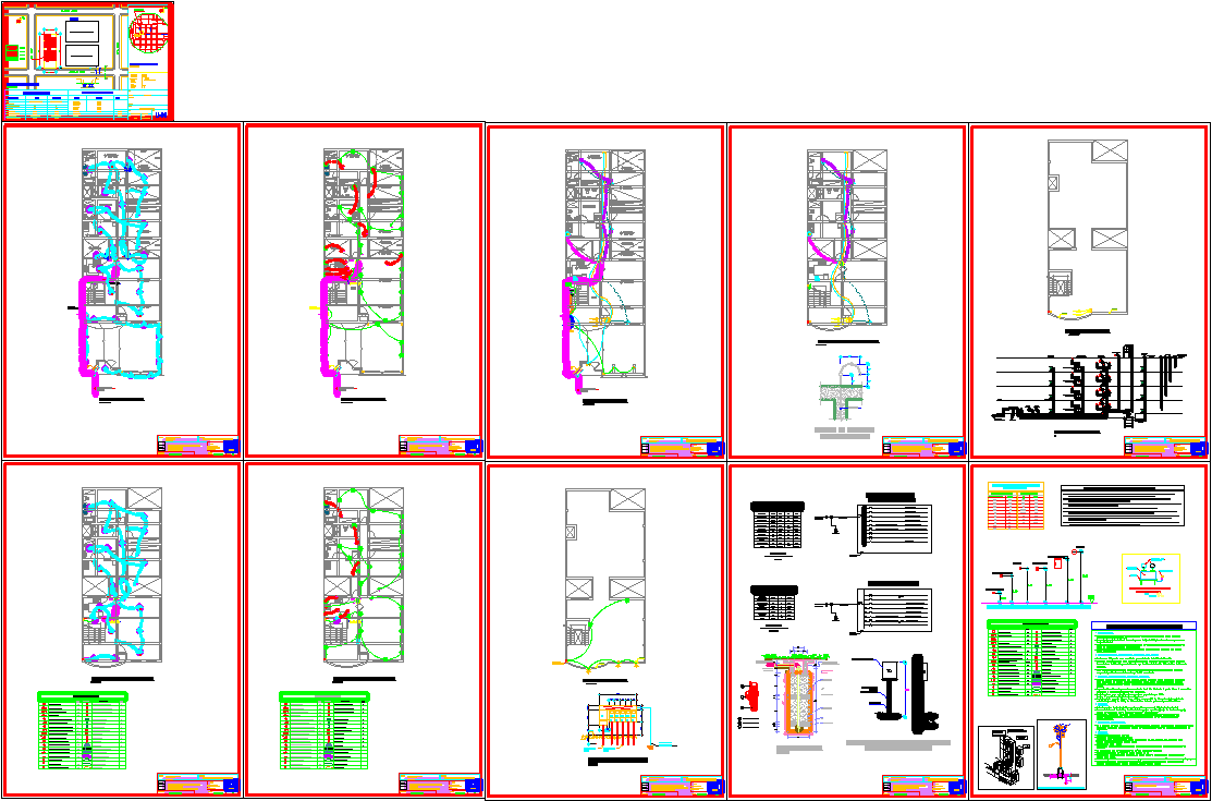 Complete Apartment Building Services Layout with Detailed DWG Plans