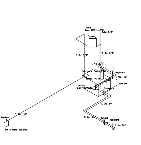 12x13m house building water lines from water tank detail drawing