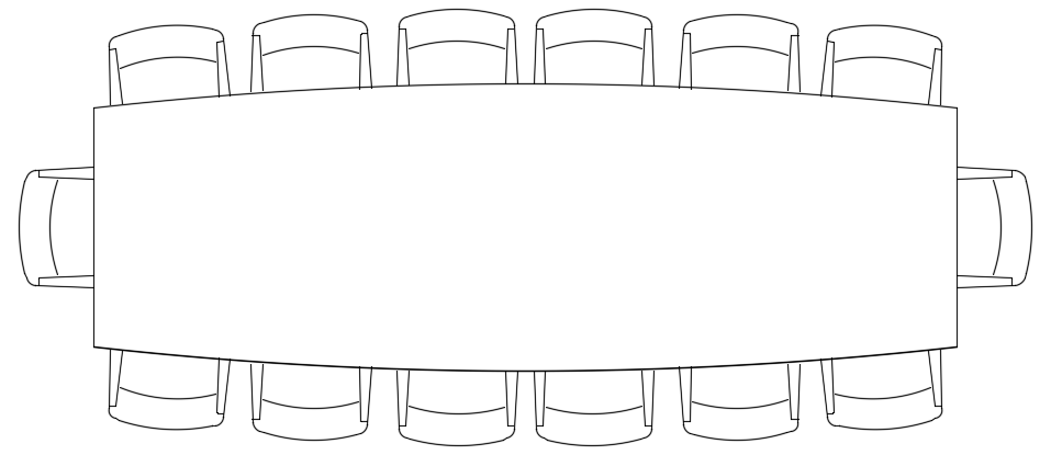 14 Seater Dining Table AutoCAD 2D Furniture Layout DWG file
