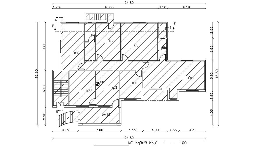 25x17 Meter 5 BHK Bungalow Plan AutoCAD File|Cadbull
