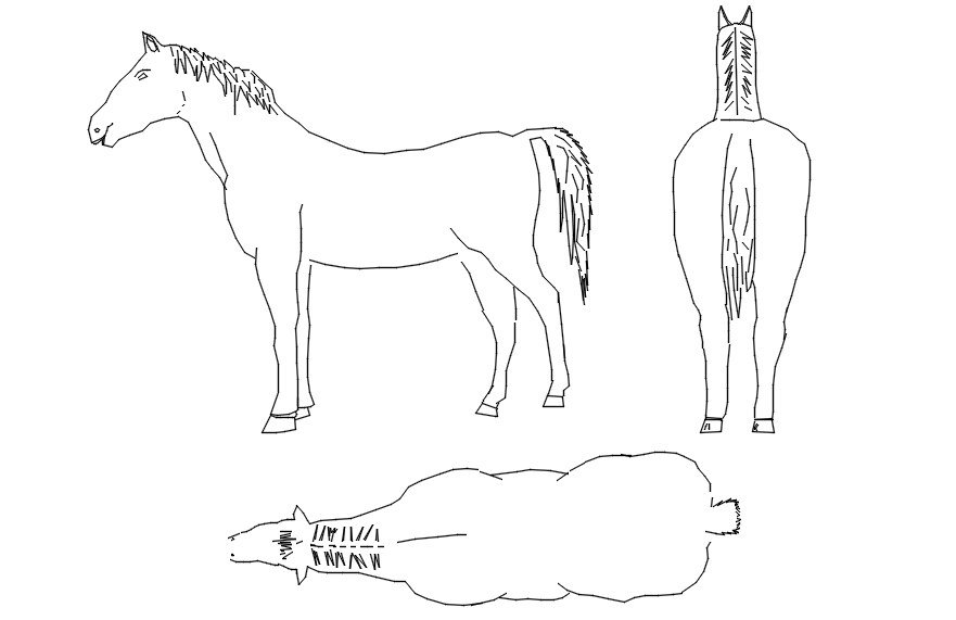 2D CAD blocks of horse design in AutoCAD drawing, CAD file, dwg file
