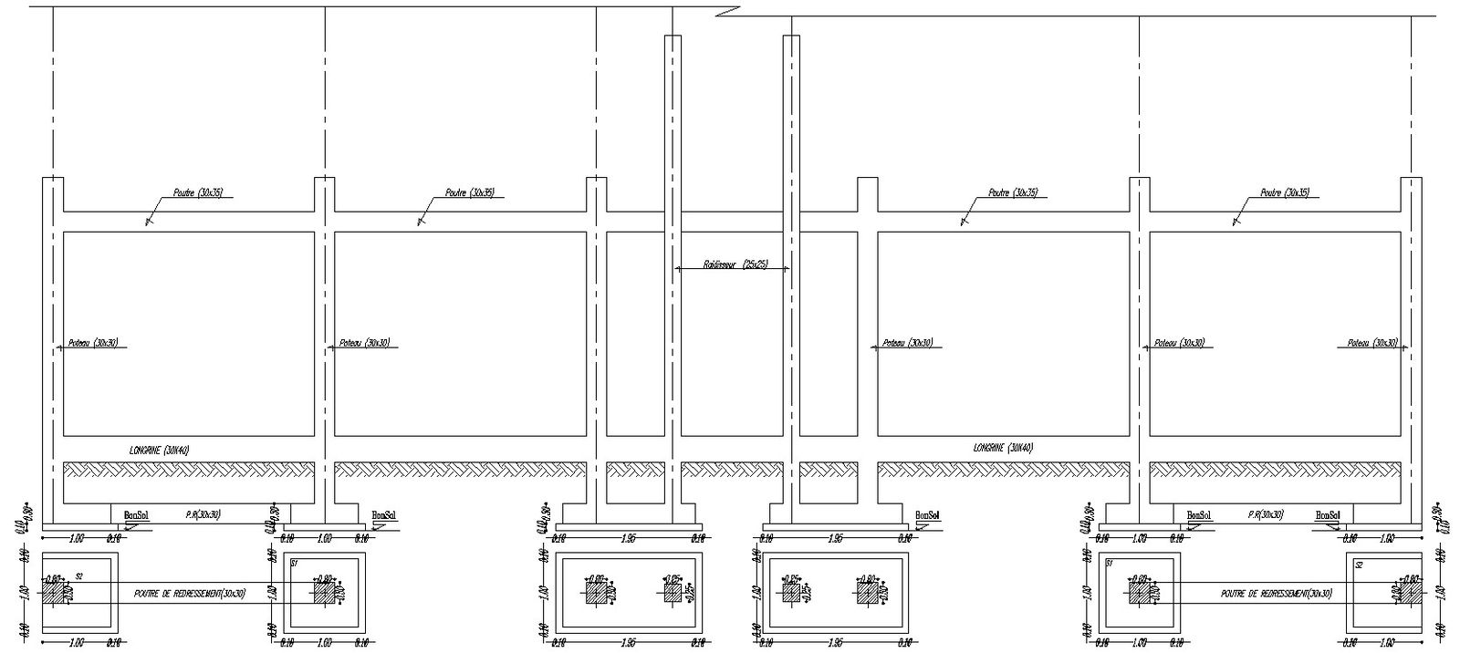 2d Design Of Outer Wall Foundation Details In Autocad Drawing Cad File Dwg File