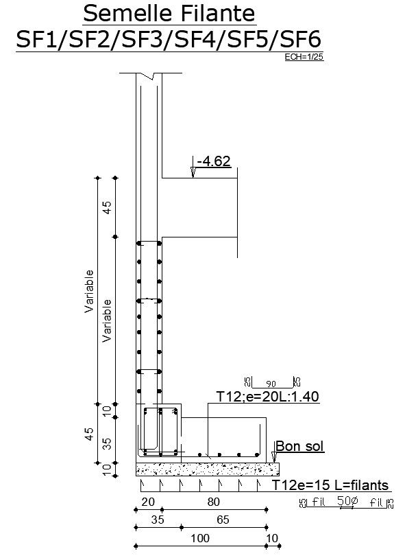 2d Design Of Strip Foundation In Detail Autocad Drawing Cad File Dwg File