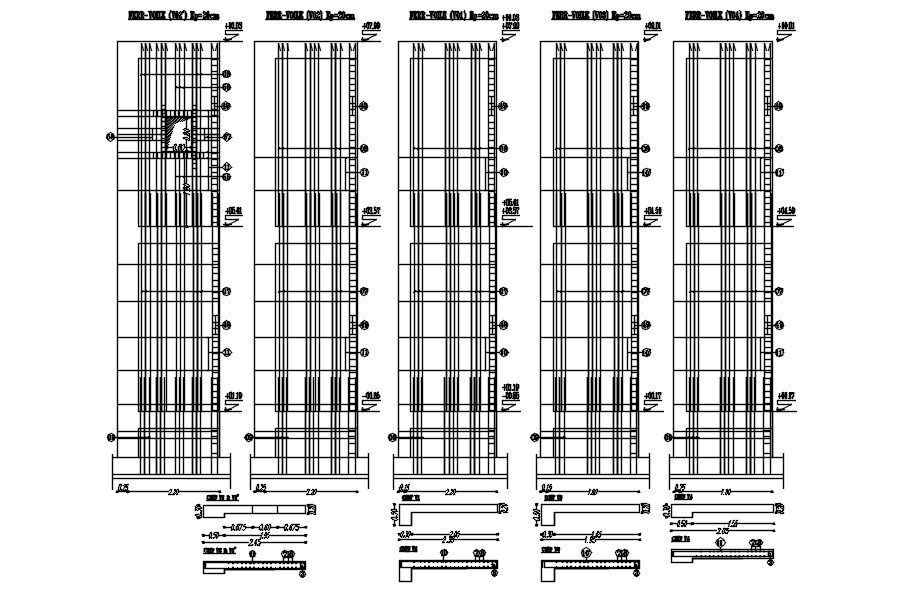 2d Design Of Wall Section With Reinforcement Details In Autocad Drawing Cad File Dwg File