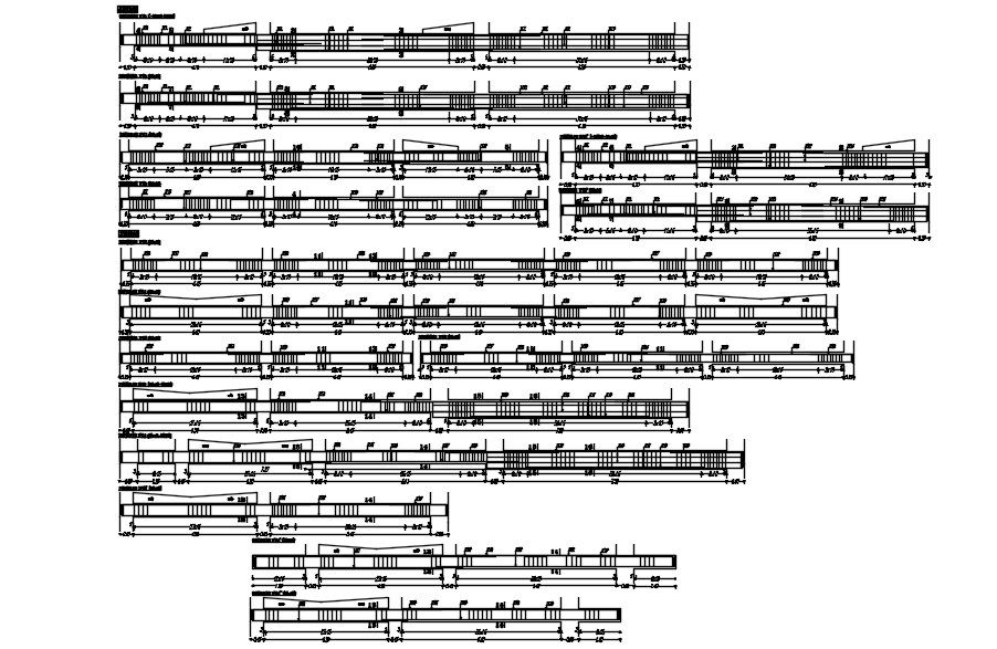 2d Drawing Of Reinforcement Bar Detail Drawing Of Coffrage Structure With Section Plan And