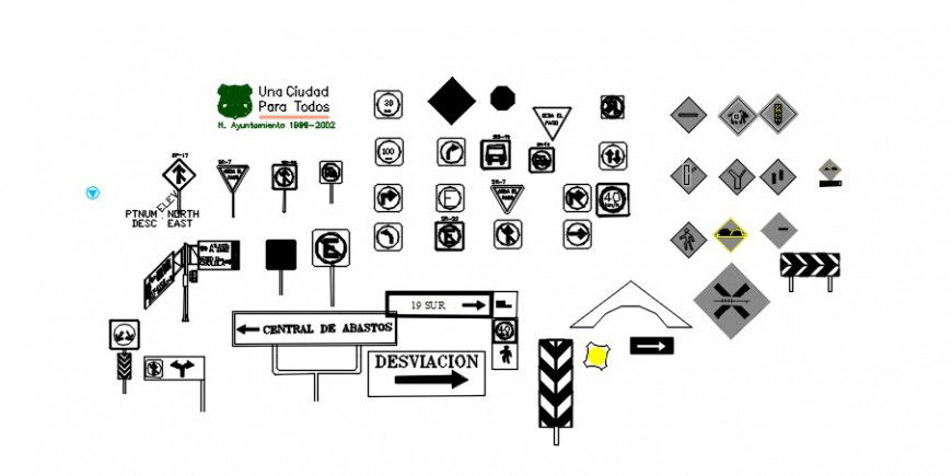 2 d cad drawing of direction symbols auto cad software