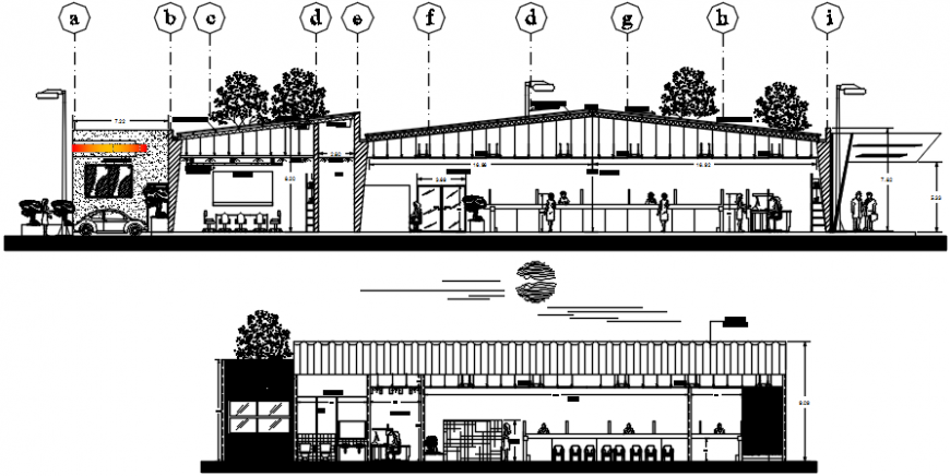 2d cad drawing of bank office elevation AutoCAD software