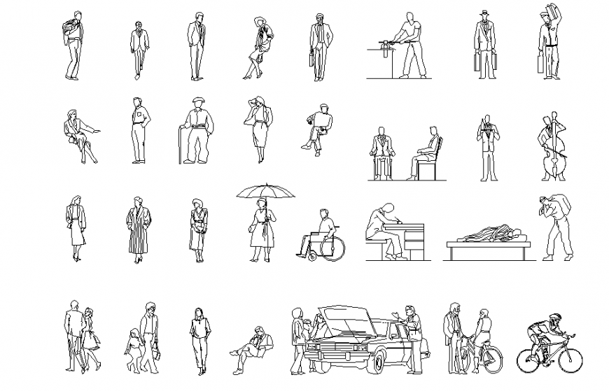 2D People Block Design in DWG file