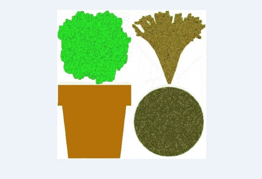 2d pot and plants details