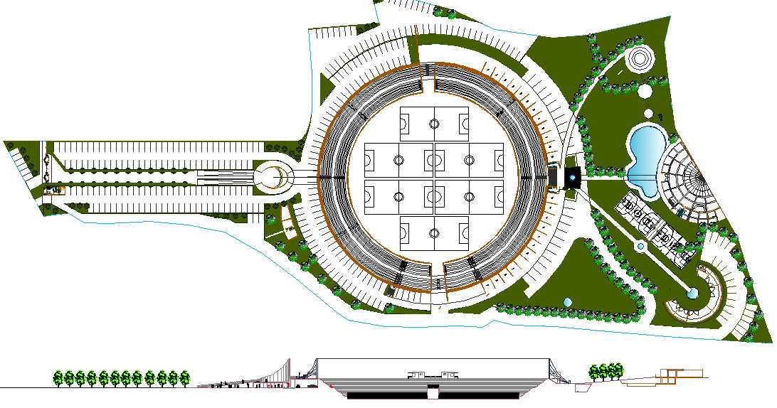 Sport Centre Layout Plan with Courts and Dimensions