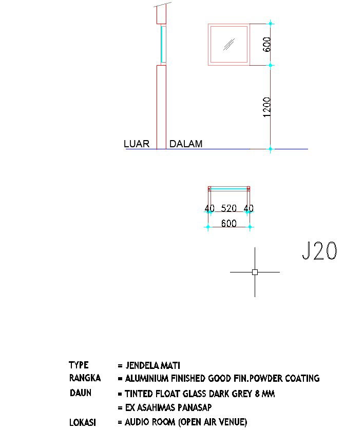 600×600 Sized Window Design Is Given In Autocad Drawing Cad File Dwg File