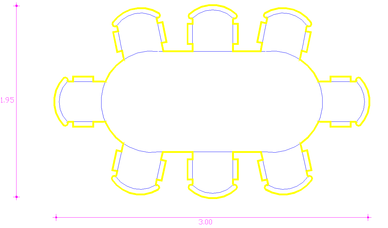 AutoCAD Layout of Dining Table Design for Interiors