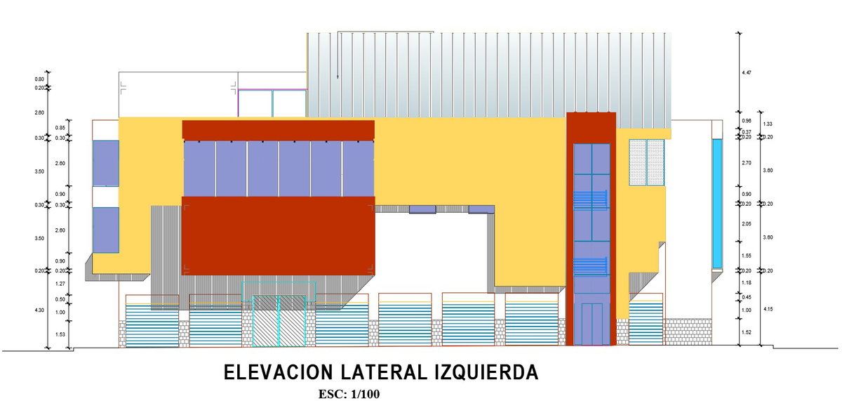 An elevation view of 46x33m food factory building is given in this ...