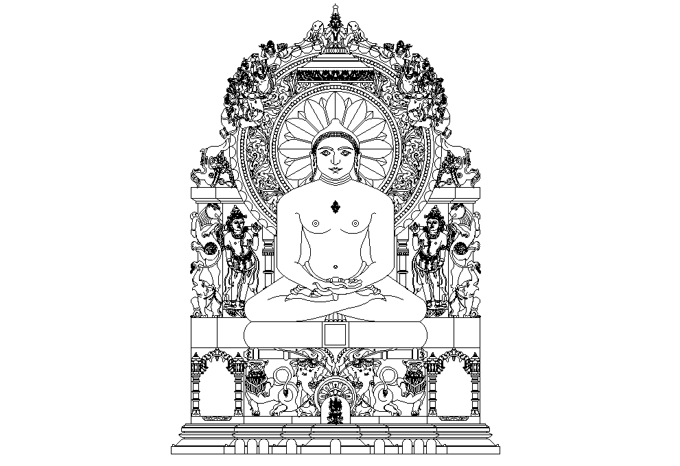 Art piece drawing of buddha. Download Now | CADBULL