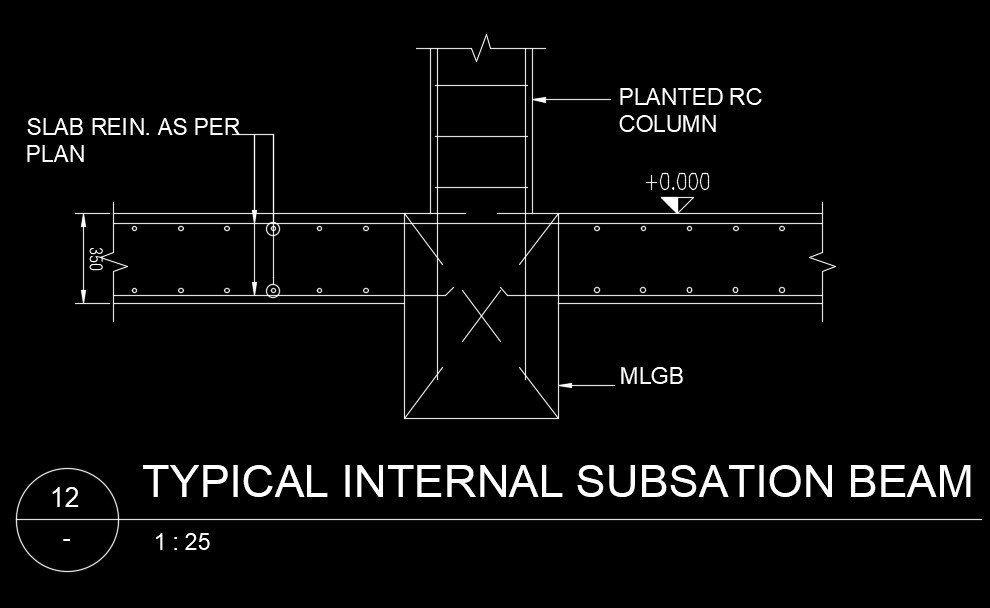A typical internal substation beam AutoCAD drawing is given in this filea