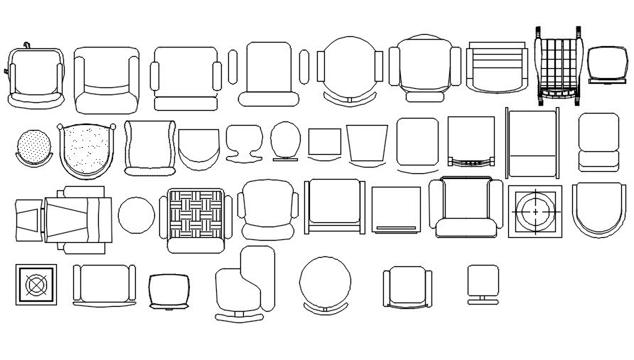 AutoCAD 2D block of chair, dwg file, CAD file