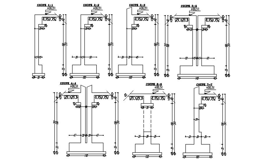 AutoCAD 2D design of different sections of the structures with formwork ...