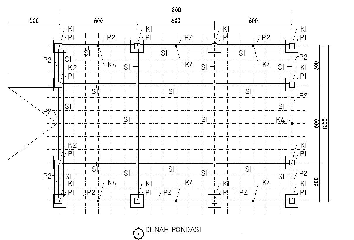 Autocad 2d Drawing Of Foundation Plan With Dimensions And Details Cad File Dwg File