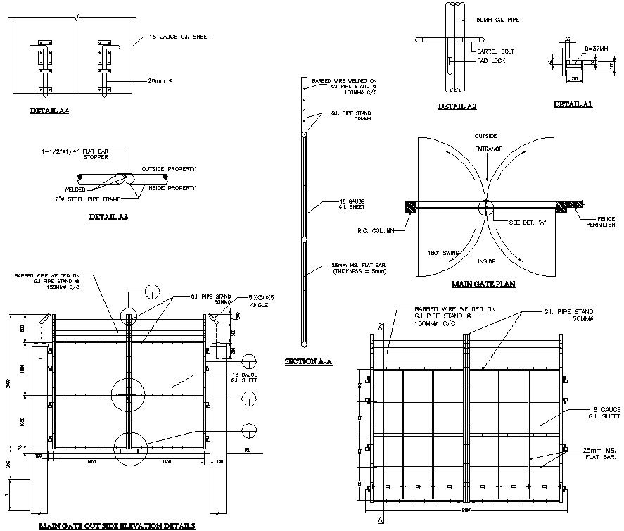 AutoCAD files showing the details of the tower room's main gate side ...