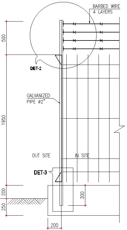 Barbed wire plan details with dimension in AutoCAD, dwg file.