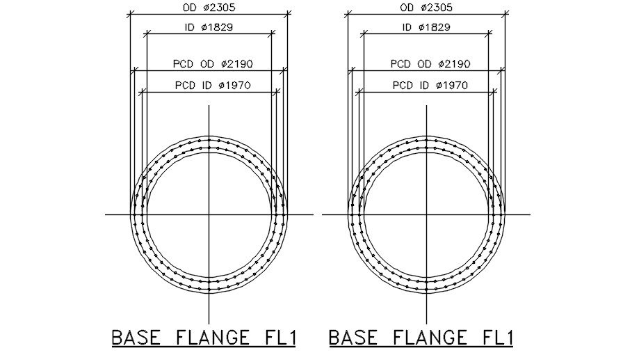 Base flange is given in the form of Autocad DWG drawing file. Download ...