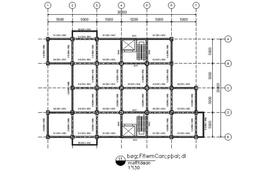 Beam Column Layout Plan Of First Floor In Autocad 2d Drawing Dwg File Cad File