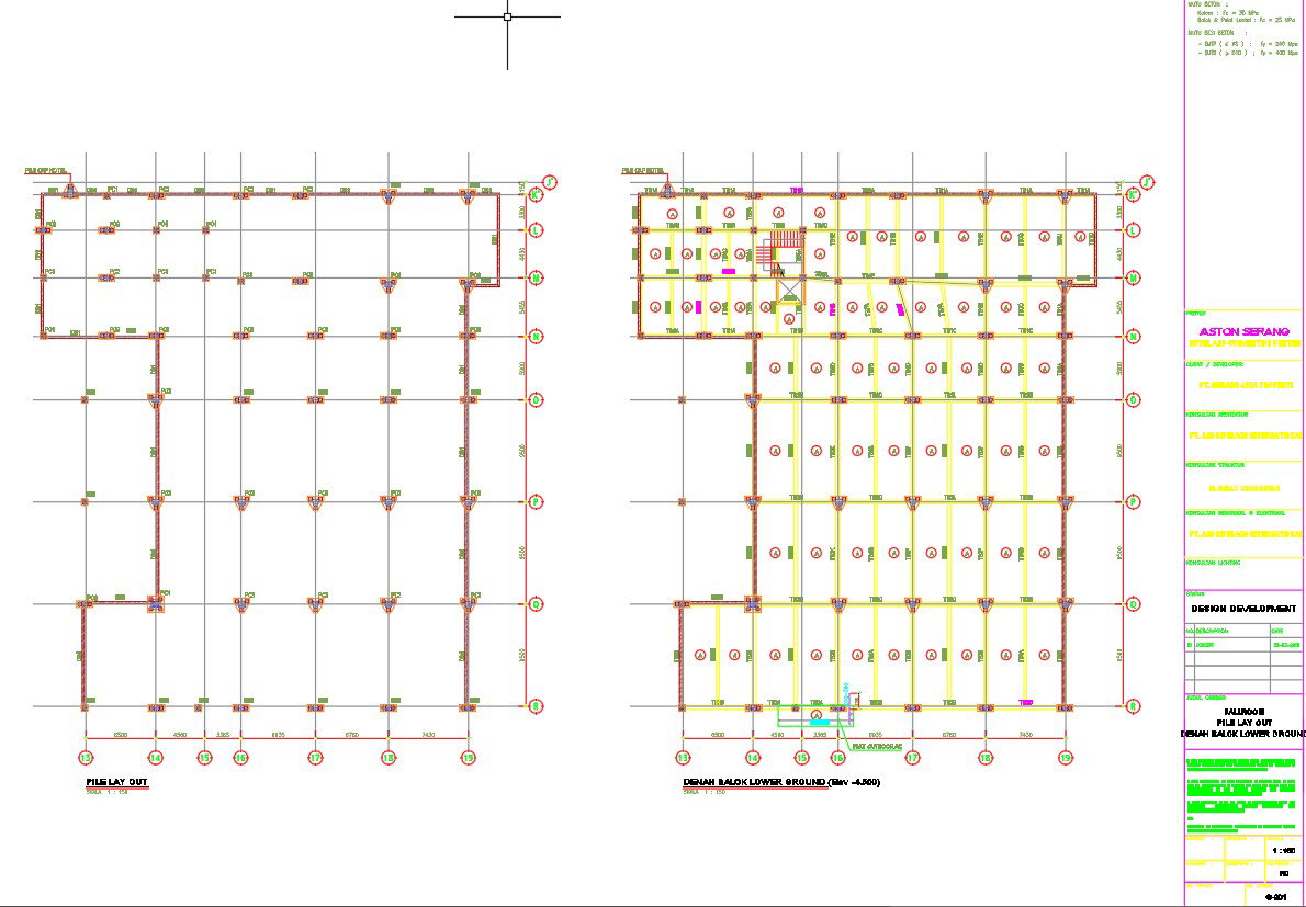 Beam layout plan of lower ground floor in AutoCAD 2D drawing, CAD file ...