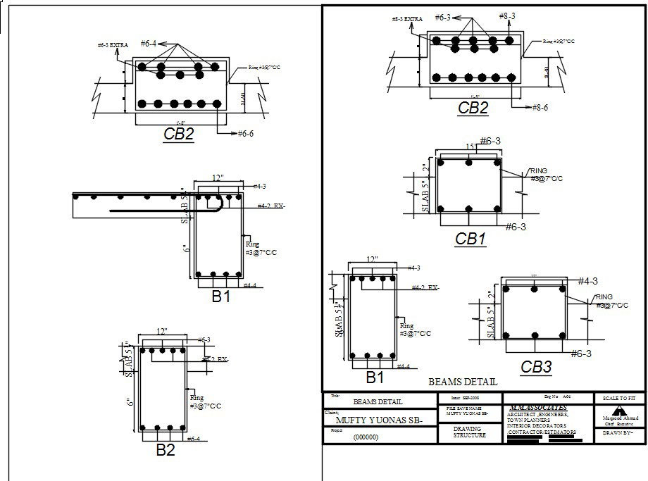 Beams detail design in 2D AutoCAD drawing, CAD file, dwg file